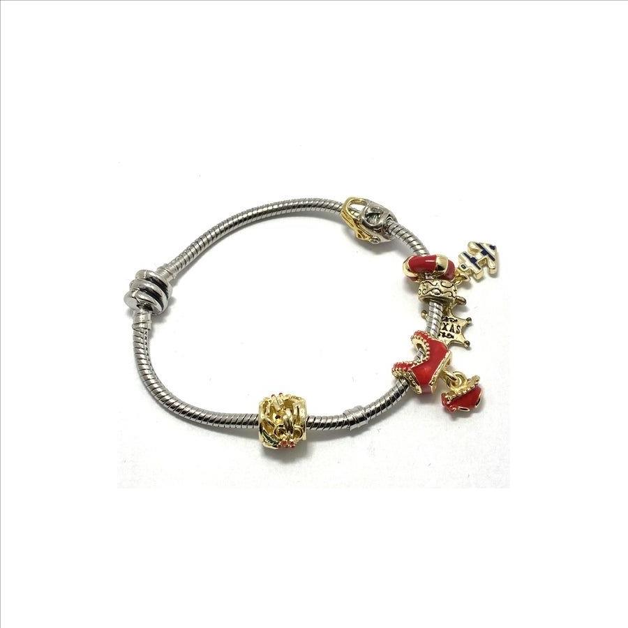 "Texas" Charm Bracelet Texas Anchor,Football Helmet, Six Point Texas ...