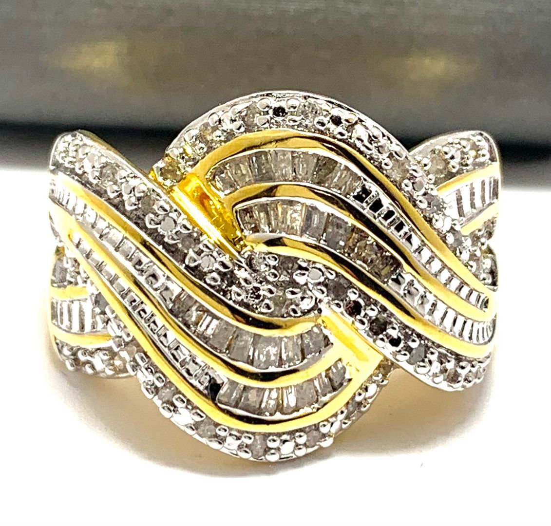 0.50 ctw Genuine Diamonds , 18k Yellow Gold & Jewelry Bronze Ring ...