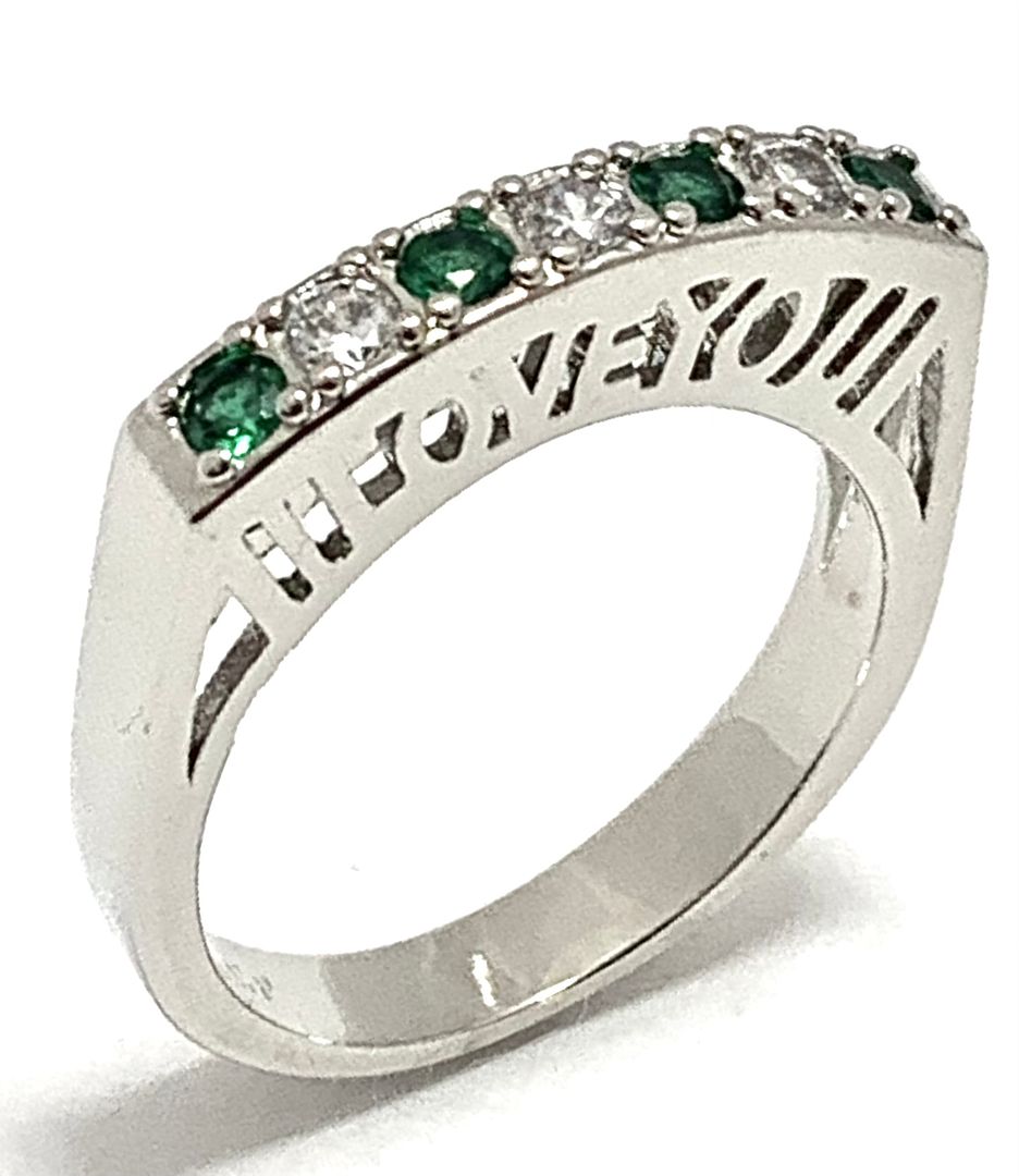 0.75ctw Diamonique Diamond & Emerald “Love You” Design Ring | Property Room