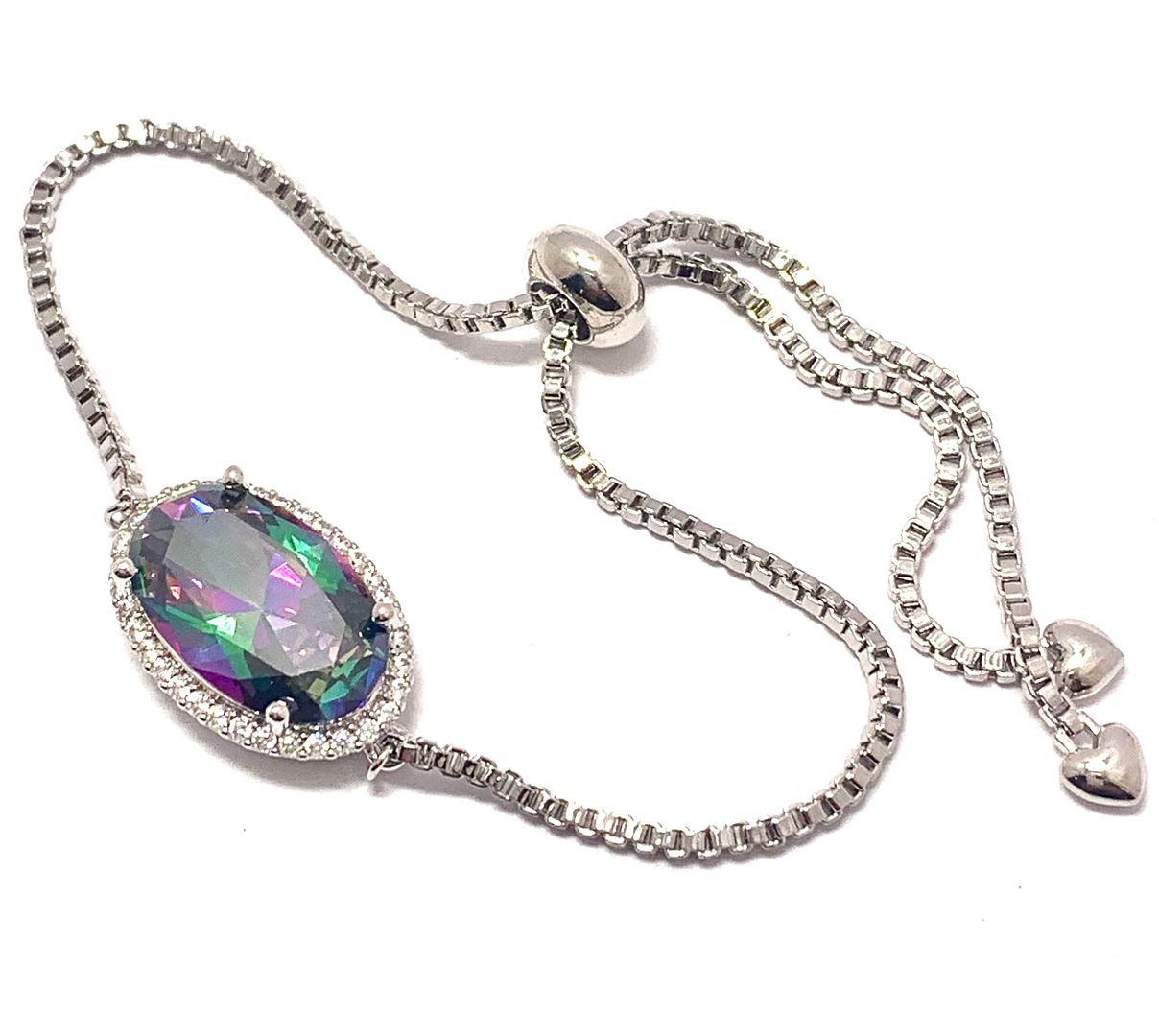 18k Gold Overlay 35.00ctw Mystic Topaz & Diamonique Diamond Adjustable ...