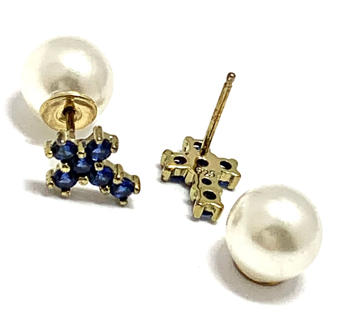 2 IN 1 Reversable Design .925 Sterling Silver 0.25ctw Sapphire & 8mm ...