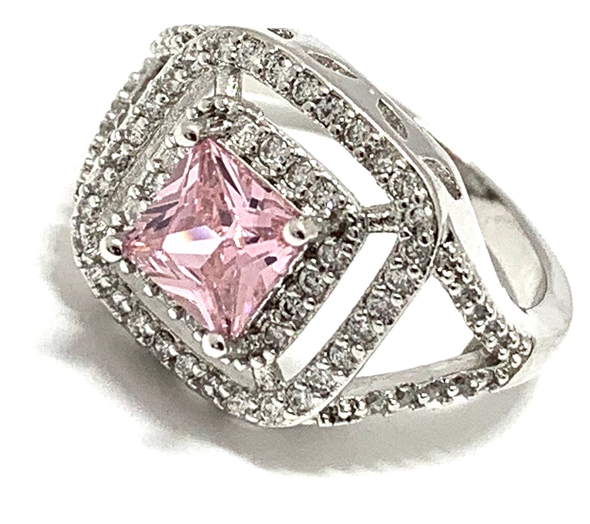 2.50ctw Pink Topaz & Diamonique Diamond Ring | Property Room