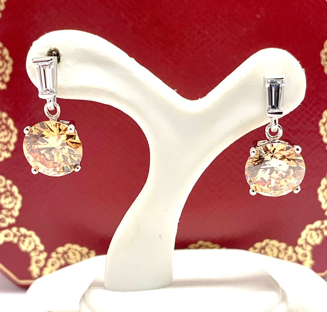 .925 Sterling Silver & 14k White Gold 8.00ctw Champagne Topaz & 0.10ctw ...