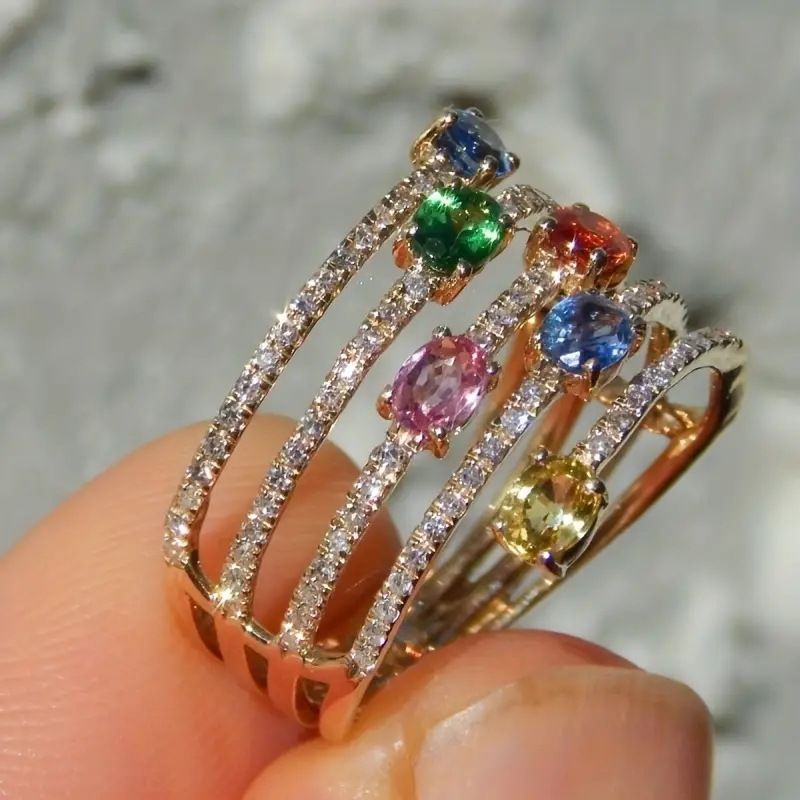 Designer Inspired 2.50ctw Multicolor Stones Anniversary Ring | Property ...