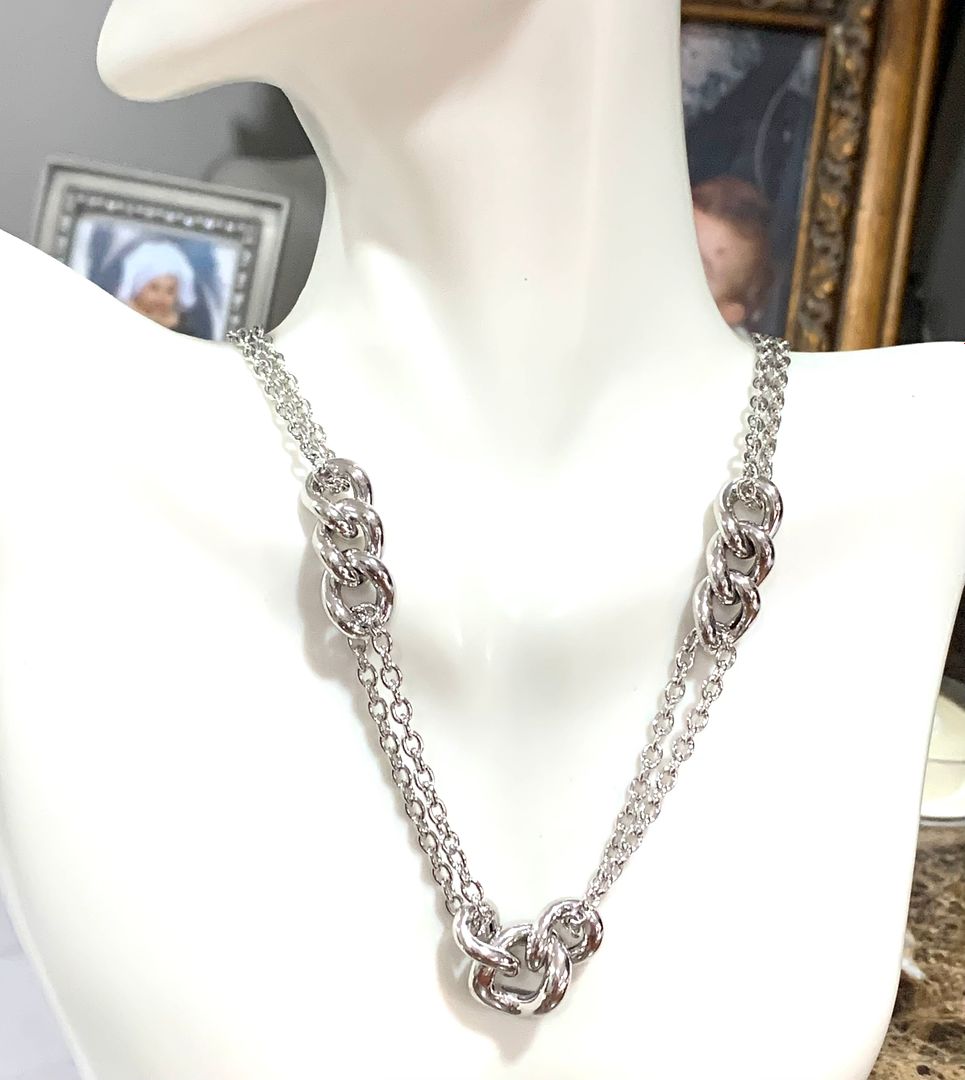 "Made in Italy' 18k Gold & .925 Sterling Silver Figaro Design Ladys 17 ...