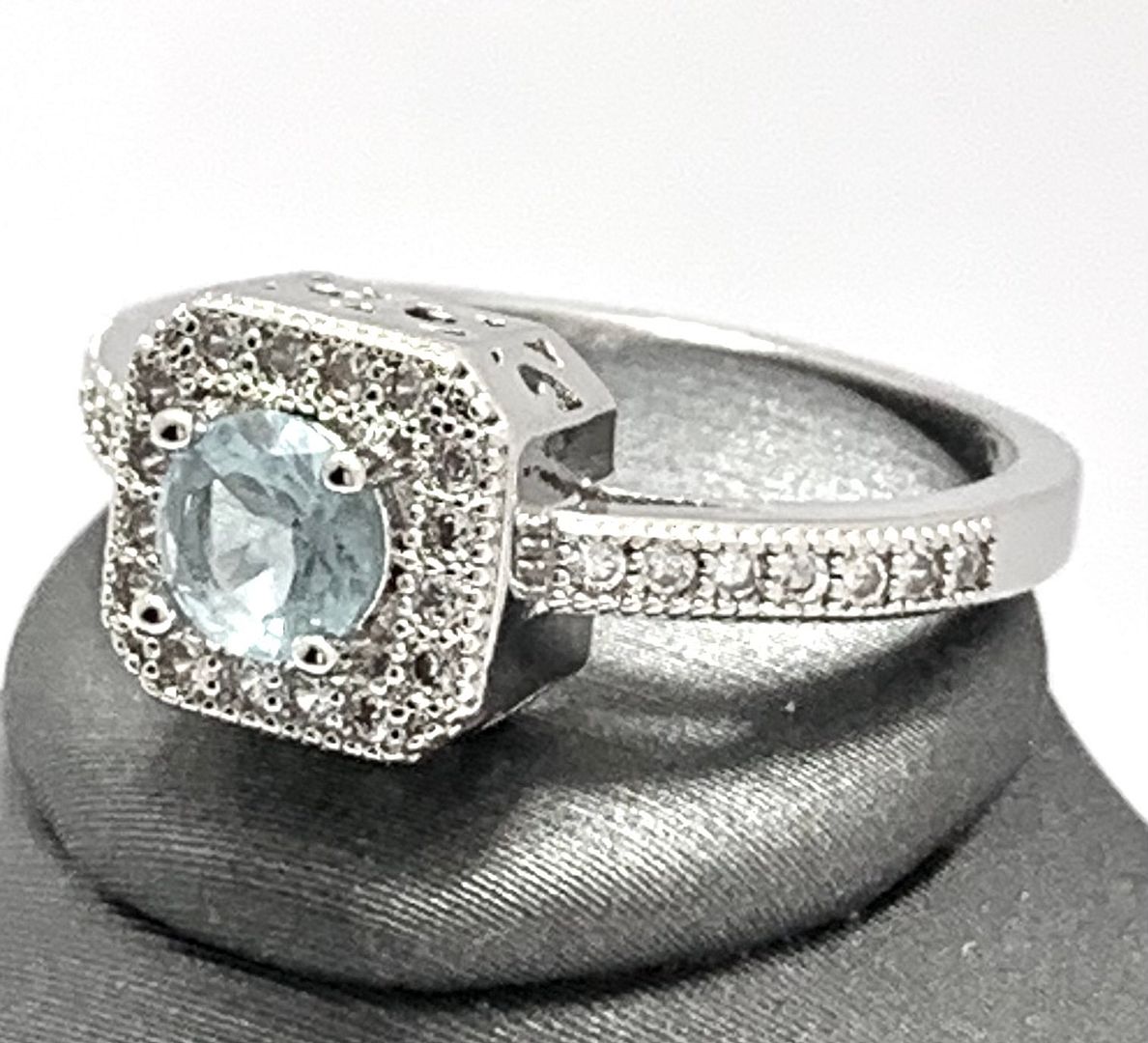 0.70ctw Blue Topaz & Diamonique Diamond Ladys Ring | Property Room