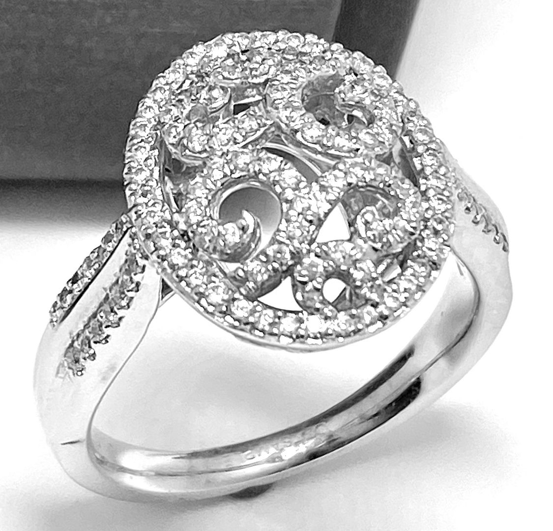 1.00 ctw Diamonique Diamond Modern Design Ring. Genuine Platinum ...