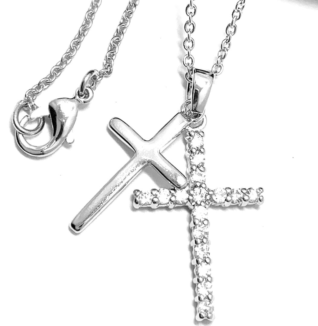 1.00ctw Diamonique Diamond Double Cross Necklace | Property Room