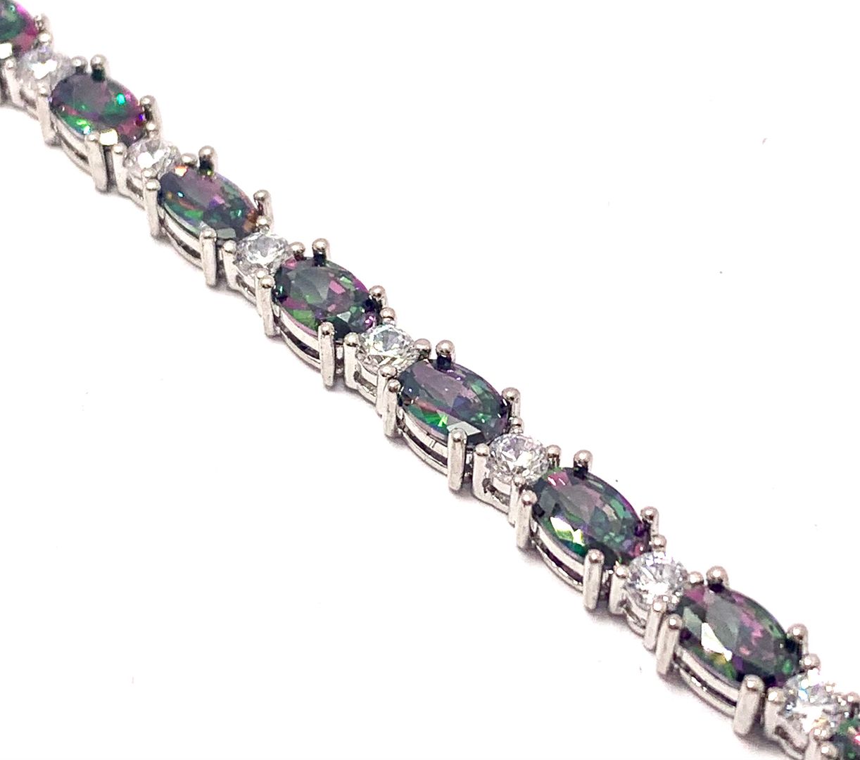 12.00ctw Mystic Topaz & Diamonique Diamond Tennis Bracelet | Property Room