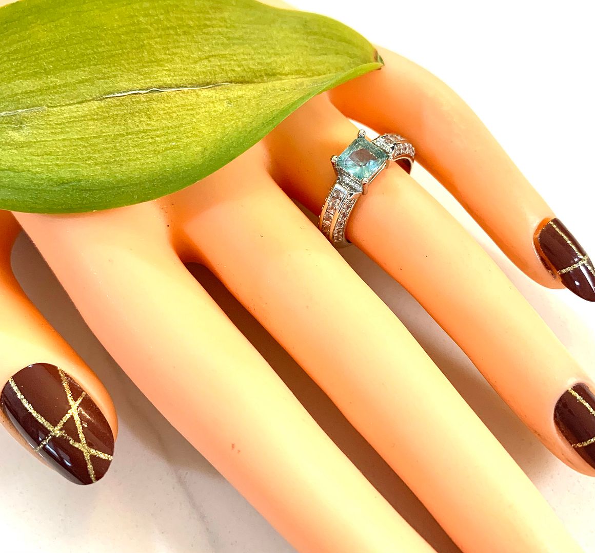 1.50ctw Blue Topaz & Diamonique Diamond Ring | Property Room