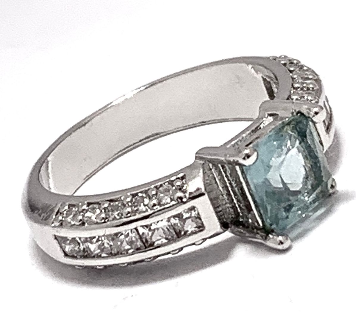 1.50ctw Blue Topaz & Diamonique Diamond Ring | Property Room