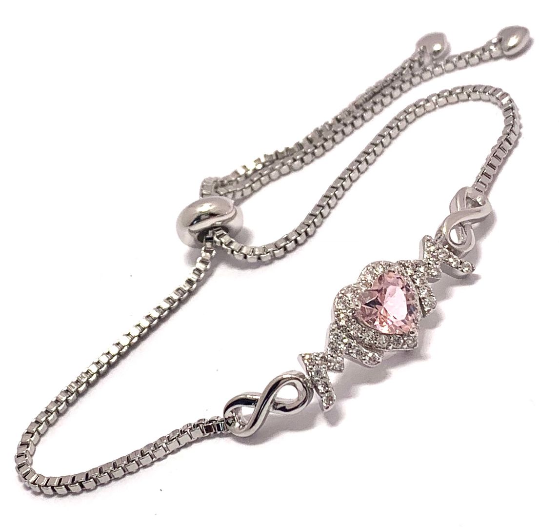 1.50ctw Pink Topaz & Diamonique Diamonds Adjustable Bracelet | Property ...