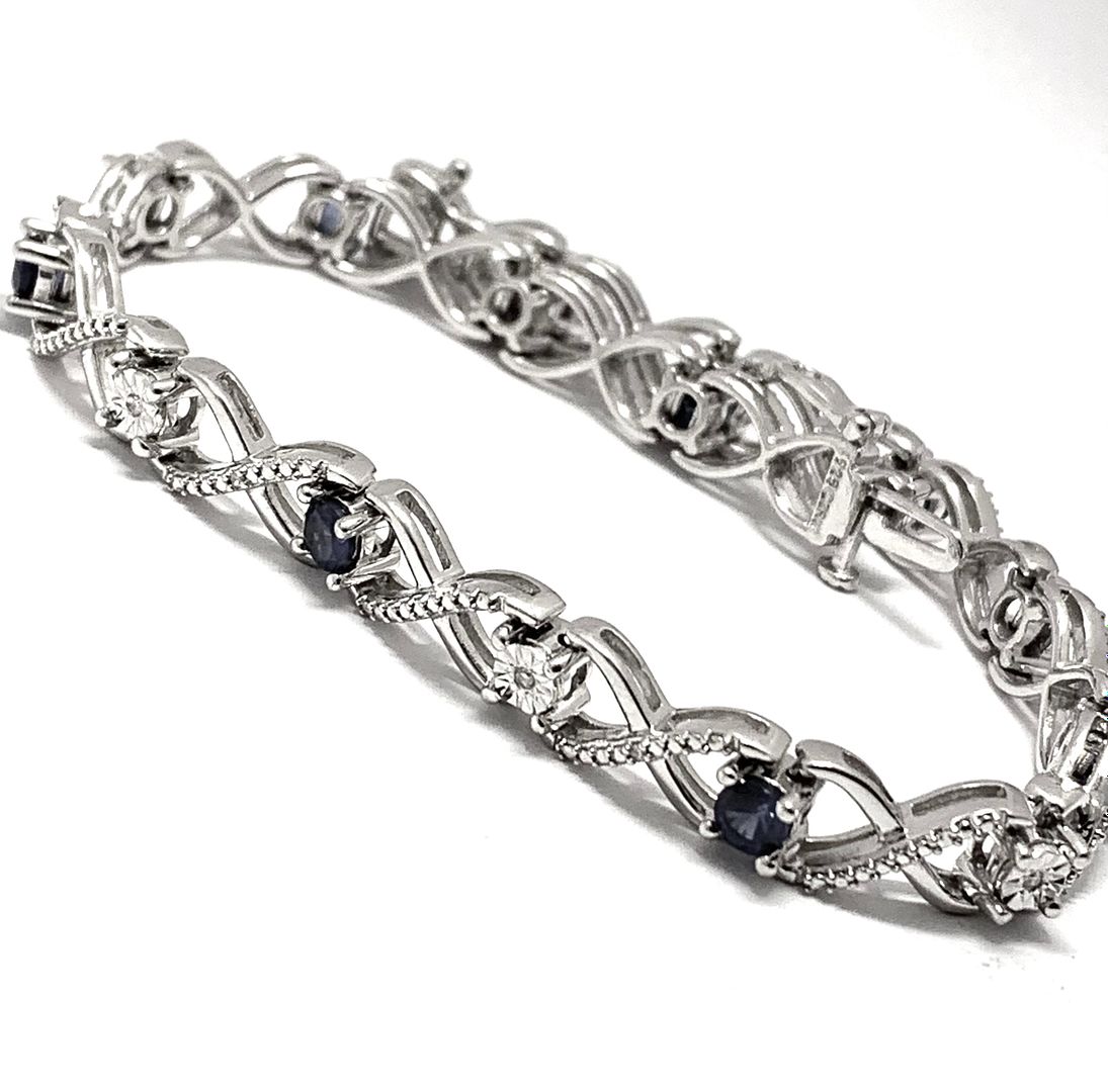 18k Gold & .925 Sterling Silver “XO” Design 0.064ctw Genuine Diamond ...