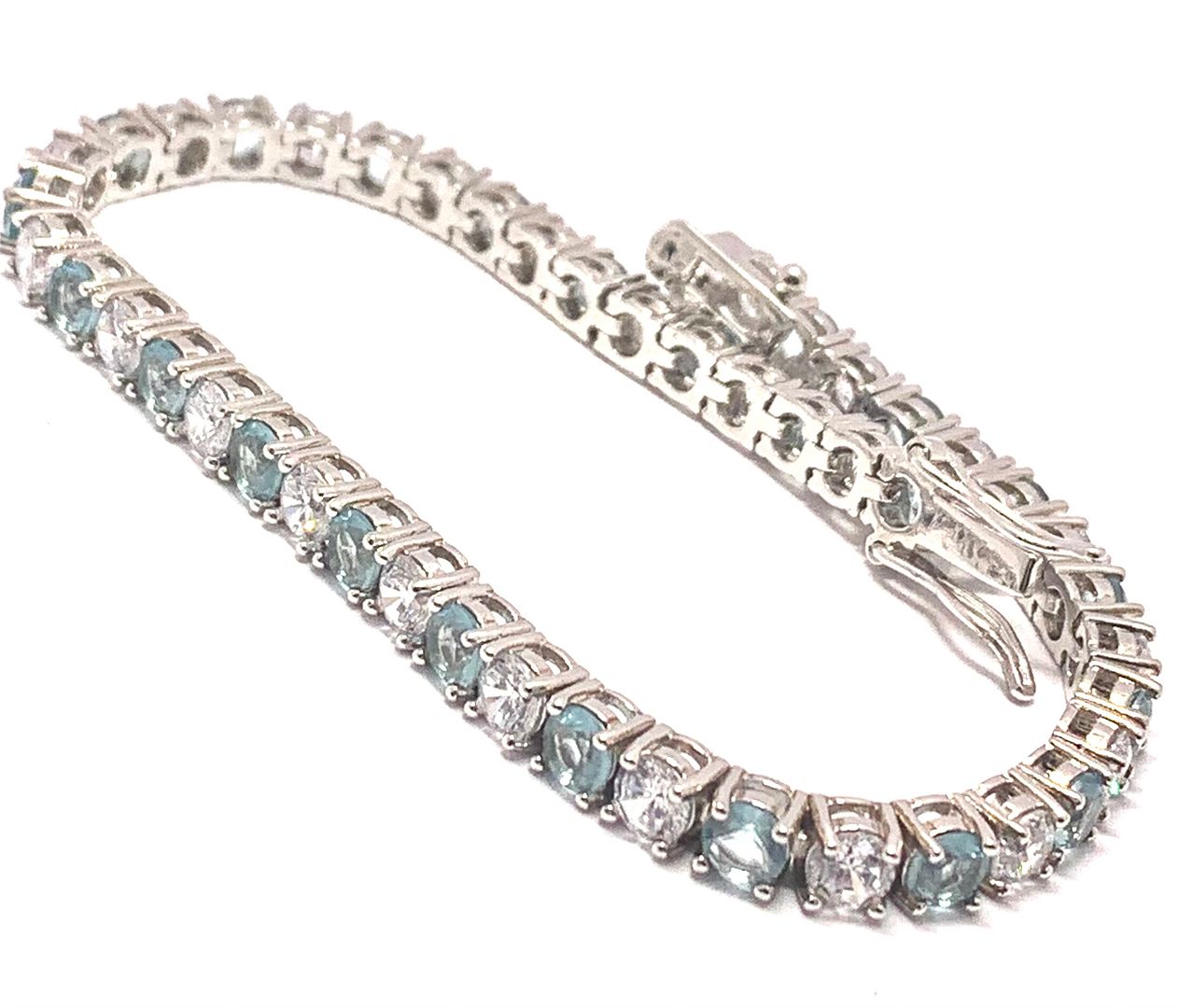 18k Gold Overlay 11.00ctw Blue Topaz & Diamonique Diamond Tennis ...
