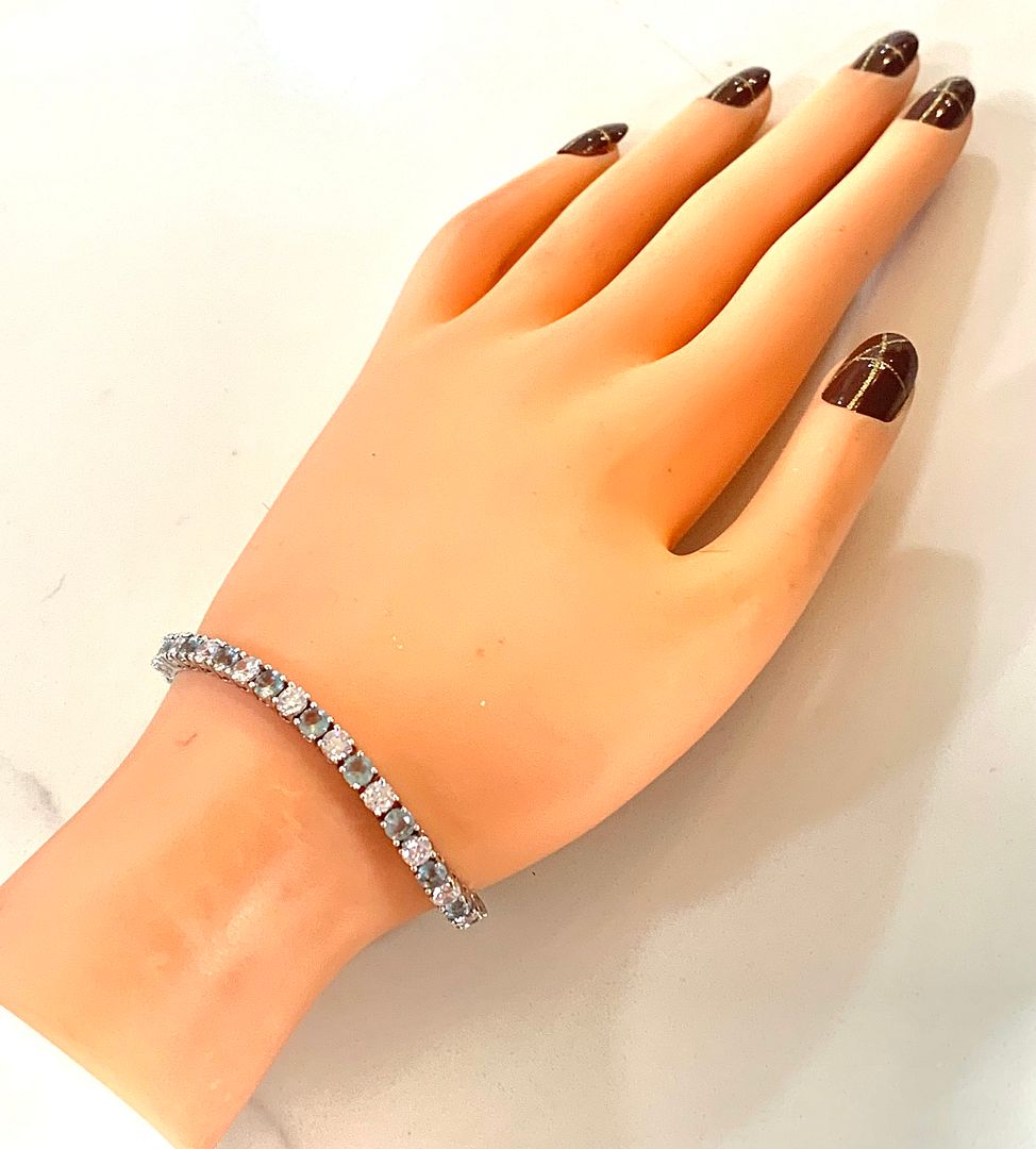 18k Gold Overlay 11.00ctw Blue Topaz & Diamonique Diamond Tennis ...