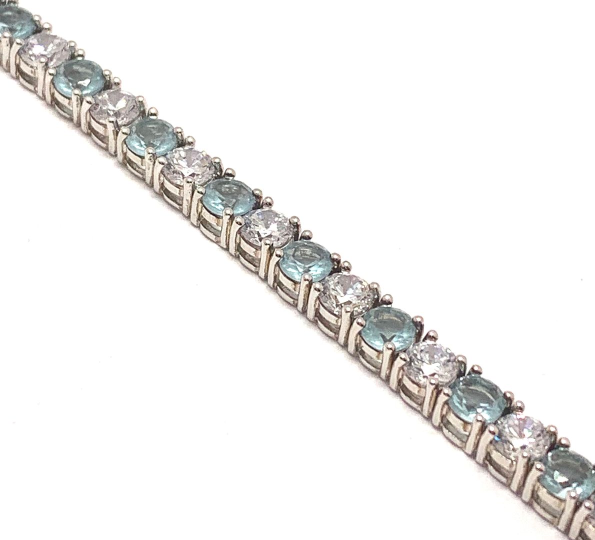 18k Gold Overlay 11.00ctw Blue Topaz & Diamonique Diamond Tennis ...