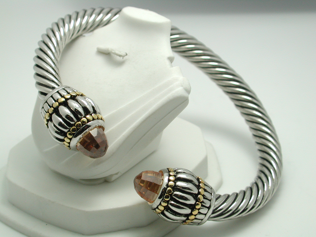 18k White & Yellow Gold over High End Jewelry Brass Golden Topaz Cable ...