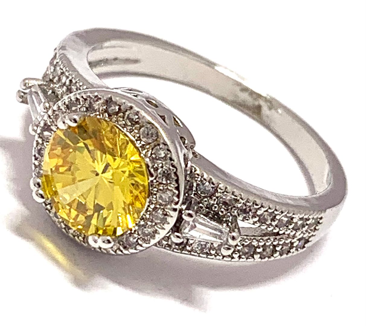 2.00ctw Vivid Yellow Topaz & Diamonique Diamond Ring Size 7 | Property Room