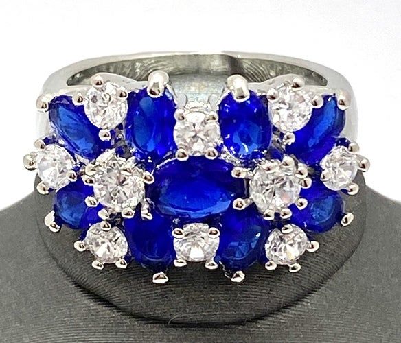 2.50ctw Blue & White Italian CZ's (AAA grade) Ring | Property Room