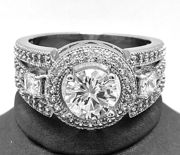 3.50ct Diamonique Diamond Engagement Ring Platinum Overlay | Property Room