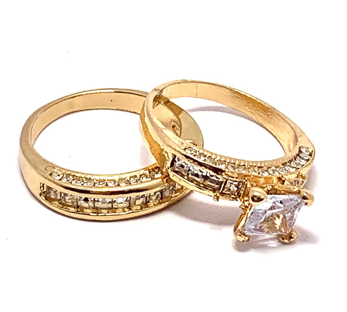 4.00ctw Cubic Zirconia 18k Yellow Gold Overlay Bridal Engagement Ring ...