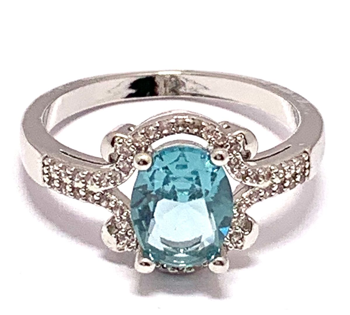 4.50ctw Blue Topaz & Diamonique Diamond Ring | Property Room