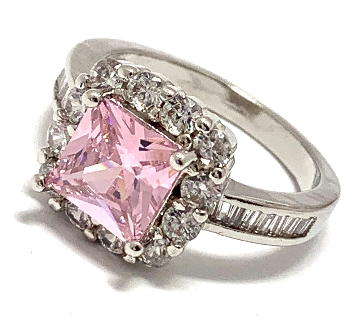 4.50ctw Pink Topaz & Diamonique Diamond Modern Design Ring | Property Room