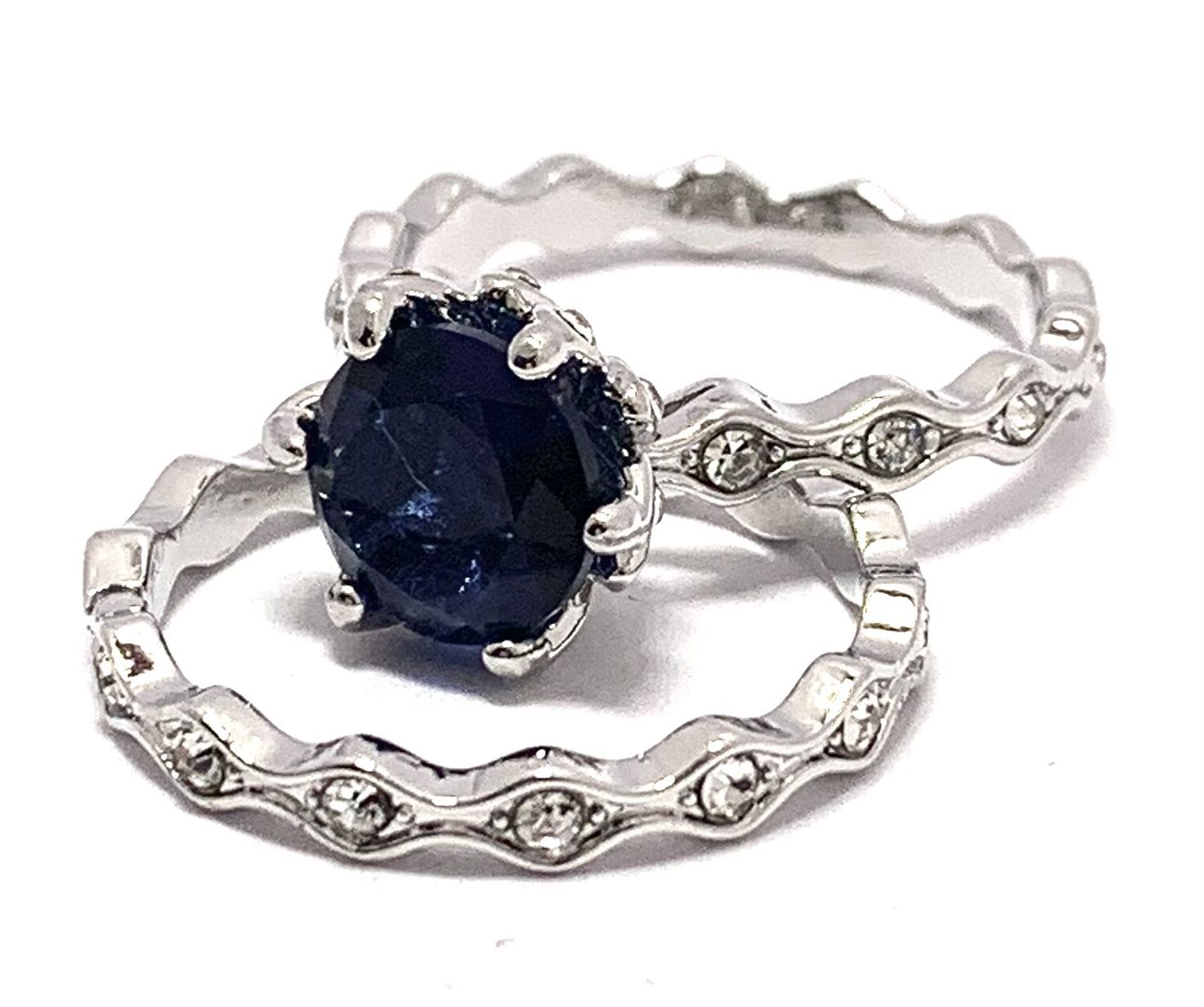 4.75ctw Sapphire & Cubic Zirconia 18k White Gold Overlay Bridal ...