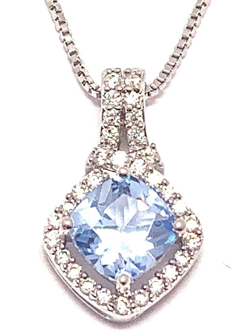7.00ctw Blue Topaz & Diamonique Diamond Traditional Design Necklace ...