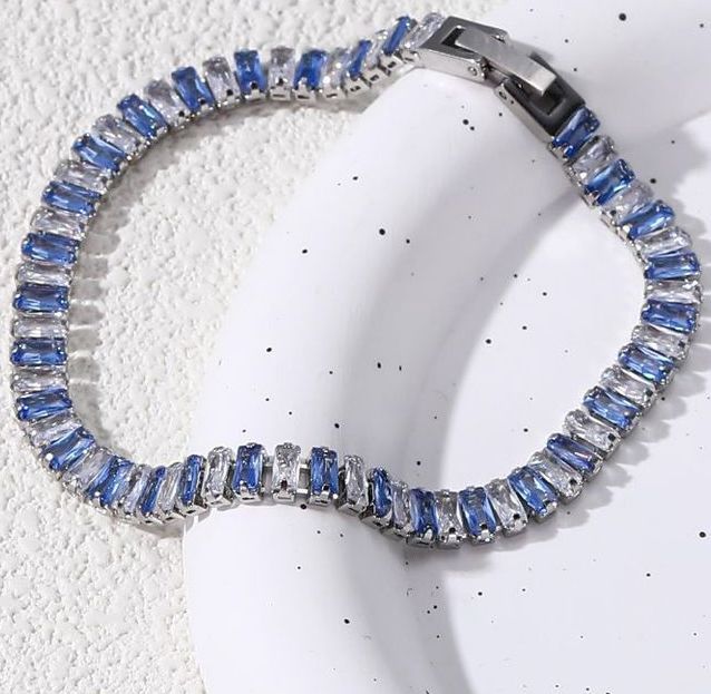 7.00ctw VVS-F Quality Diamonique Diamond & Blue Topaz Tennis Bracelet ...