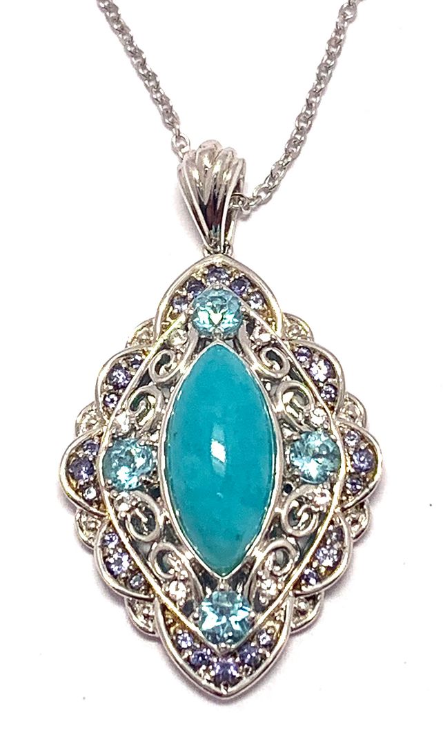 $795 COLORE SG Lorenzo 18K WG & .925 Sterling Silver 4.19ctw Genuine ...
