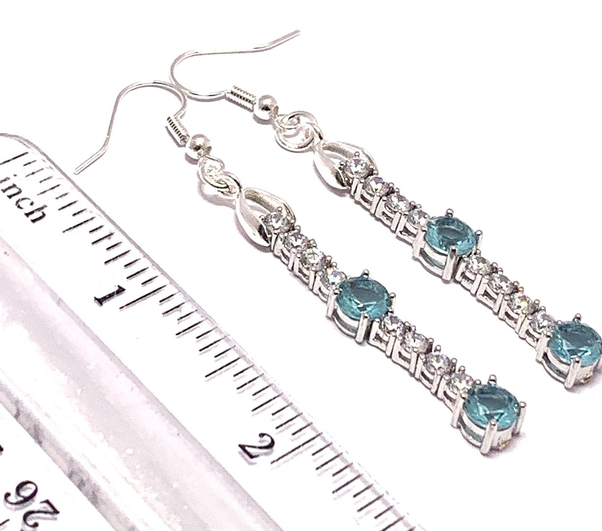 8.00ctw Blue Topaz & Diamonique Diamond Dangle Earrings | Property Room