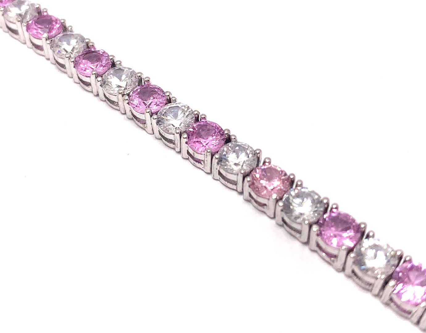 8.00ctw Pink Topaz & Diamonique Diamond Tennis Bracelet | Property Room