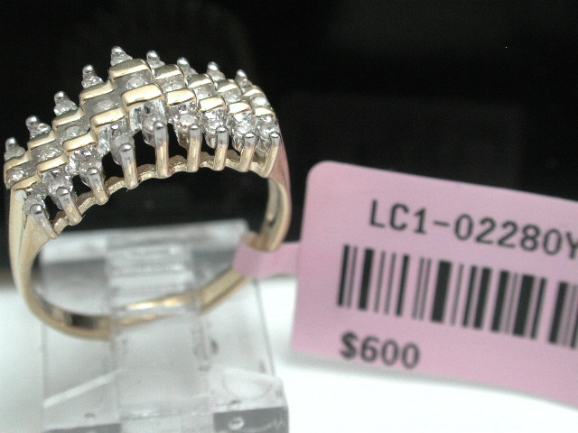 $600 Solid 10k Yellow Gold 27 Genuine Diamonds "Pyramid" Design Cluster ...