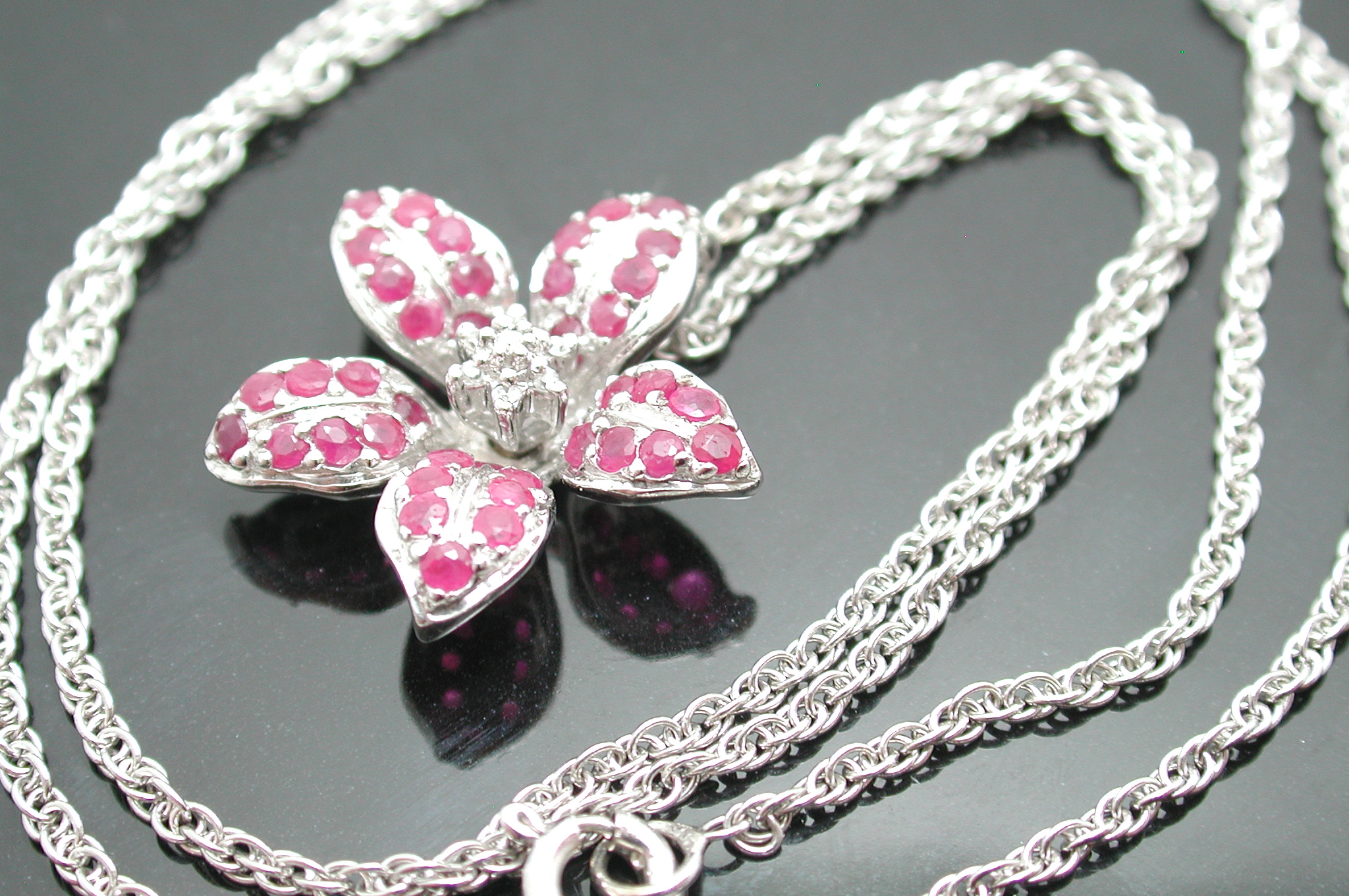 7 Diamonds & 40 Genuine Burma Ruby Necklace | Property Room