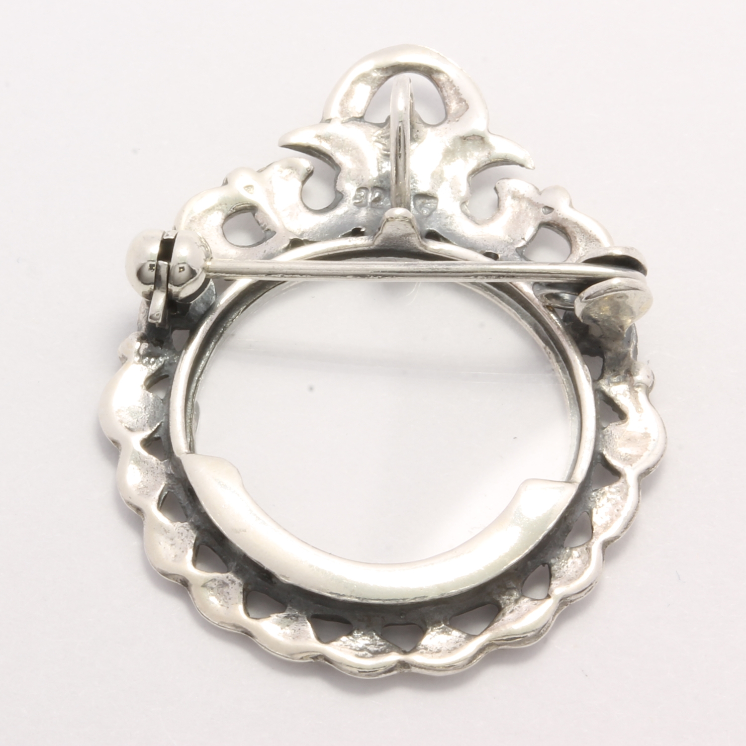 .925 Solid Sterling Silver Necklace/Pin Photo Frame | Property Room