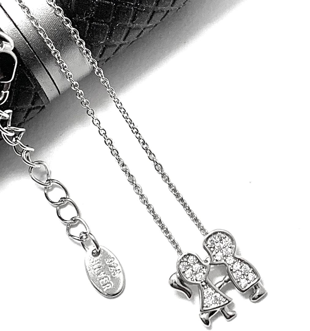 .925 Sterling Silver & 14k Gold 0.50ctw Diamonique Diamond “BOY & GIRL ...