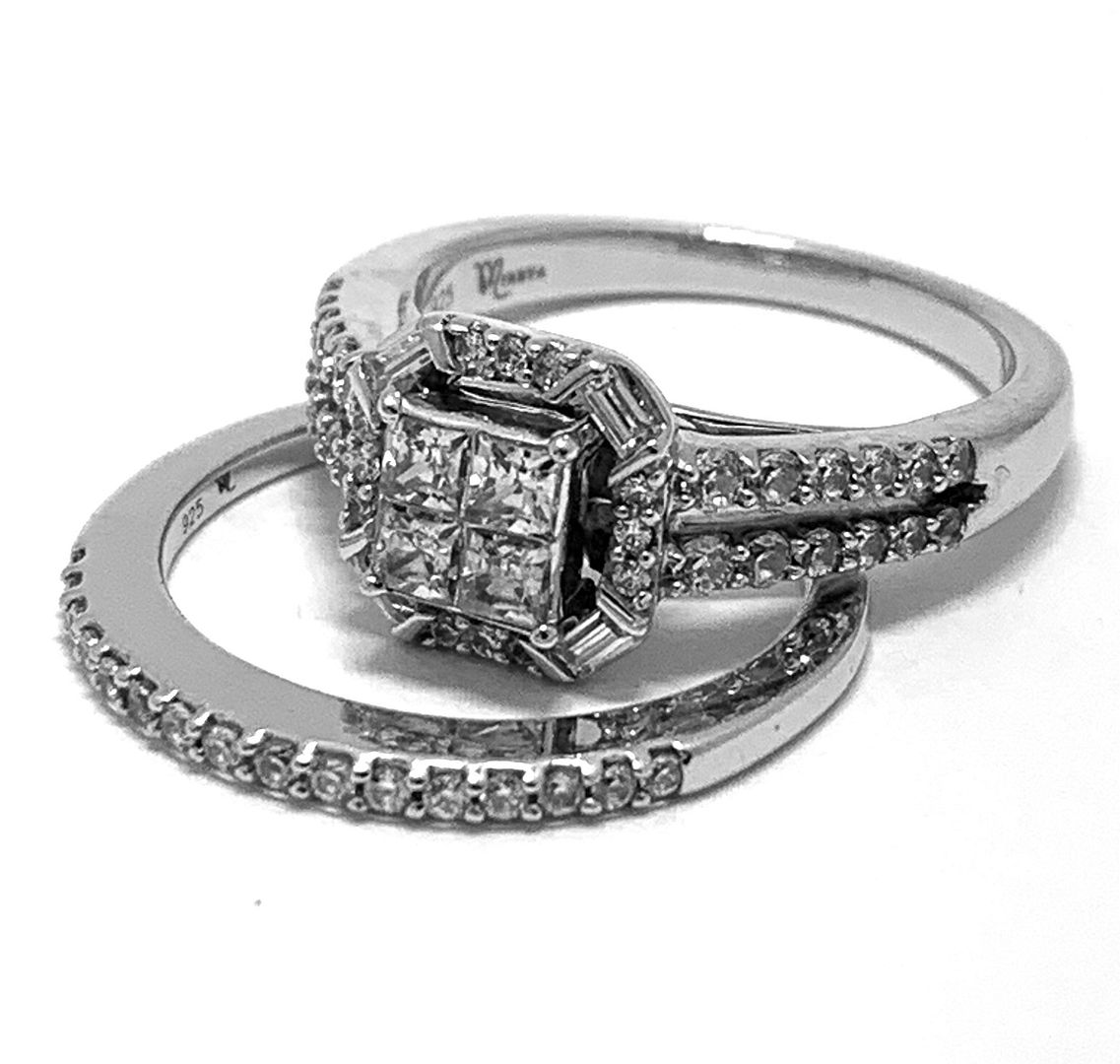 .925 Sterling Silver & 1.50ctw Diamonique Diamond Bridal Engagement ...