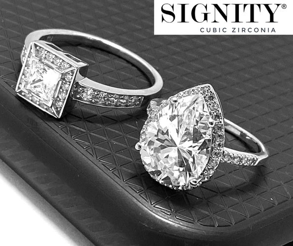 .925 Sterling Silver, 9.55ct "SIGNITY STAR" Cubic Zirconia Lot of Two ...