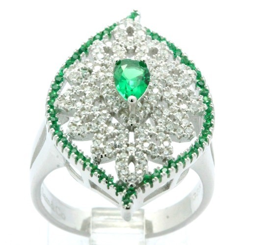 .925 Sterling Silver, Emerald & AAA Grade Australian Cz's Vintage Style ...