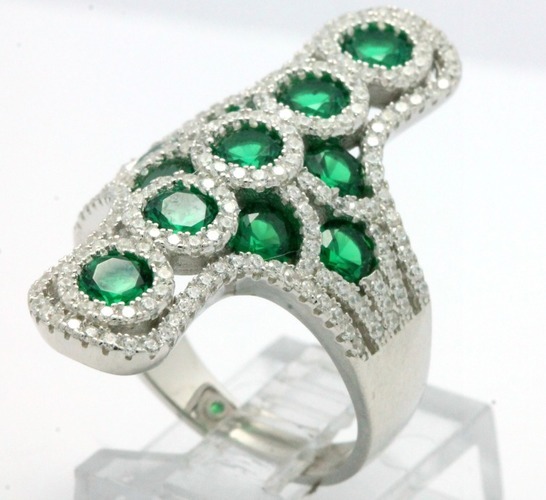.925 Sterling Silver, Emerald & AAA Grade Australian Cz's Vintage Style ...