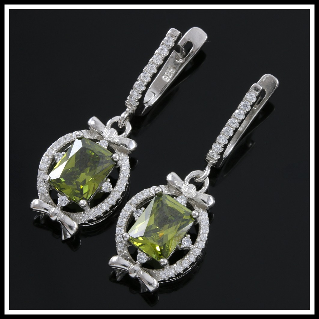 .925 Sterling Silver, Green Tourmaline & AAA Grade Australian Cz's ...