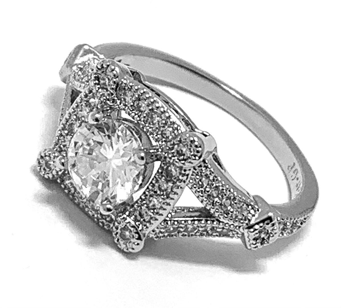 Antique Design 1.00ctw Diamonique Diamond Engagement Ring | Property Room