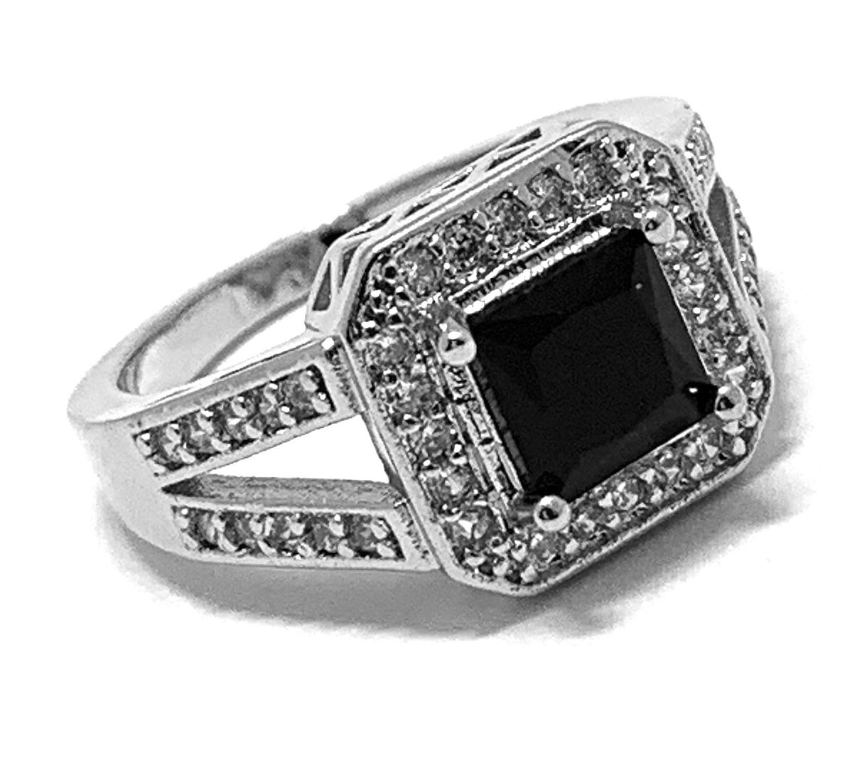 Antique Design 1.50ctw Black Spinel & Diamonique Diamond Ring ...