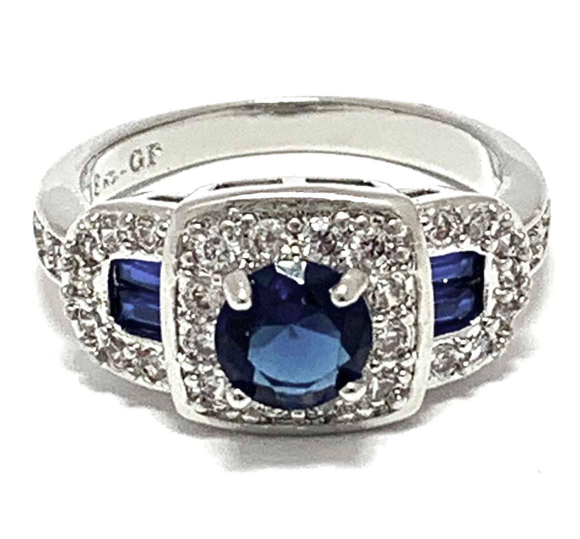 Antique Design 2.00ctw Sapphire & Diamonique Diamond Ring | Property Room