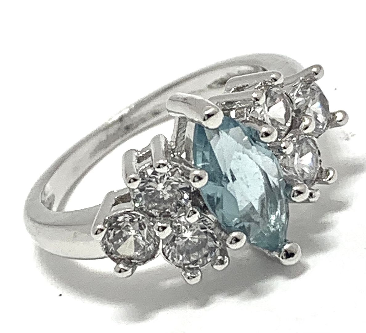 Antique Design 3.00ctw Diamonique Diamond & Blue Topaz Ring | Property Room