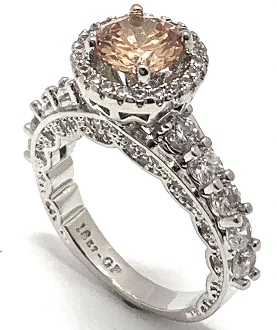 Antique Design 4.00ctw Golden Topaz & Diamonique Diamond Ring ...