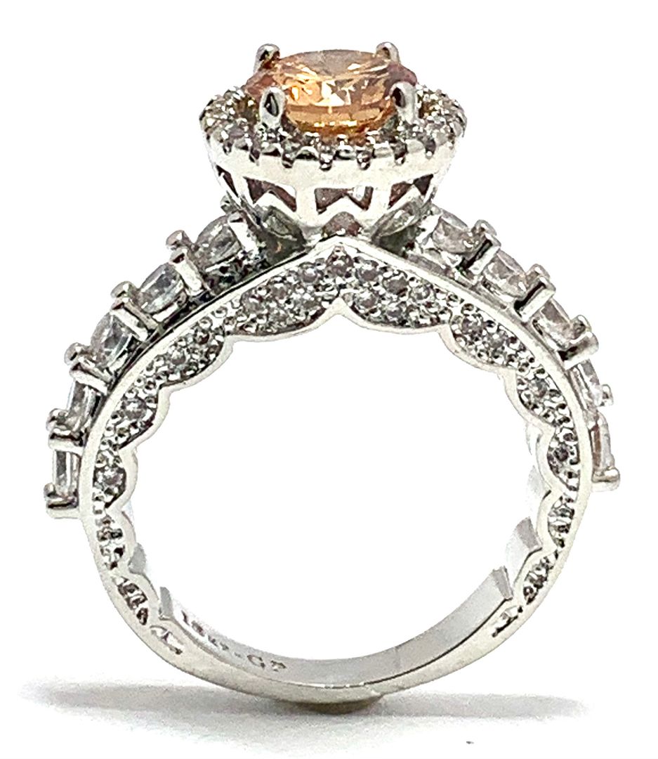 Antique Design 4.00ctw Golden Topaz & Diamonique Diamond Ring ...