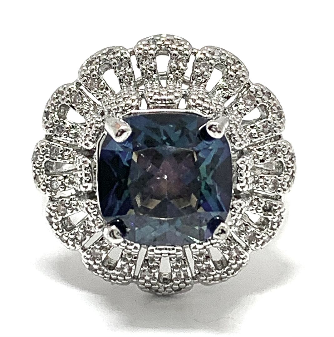 Antique Design 9.00ctw Mistique Topaz & Diamonique Diamond Ring ...