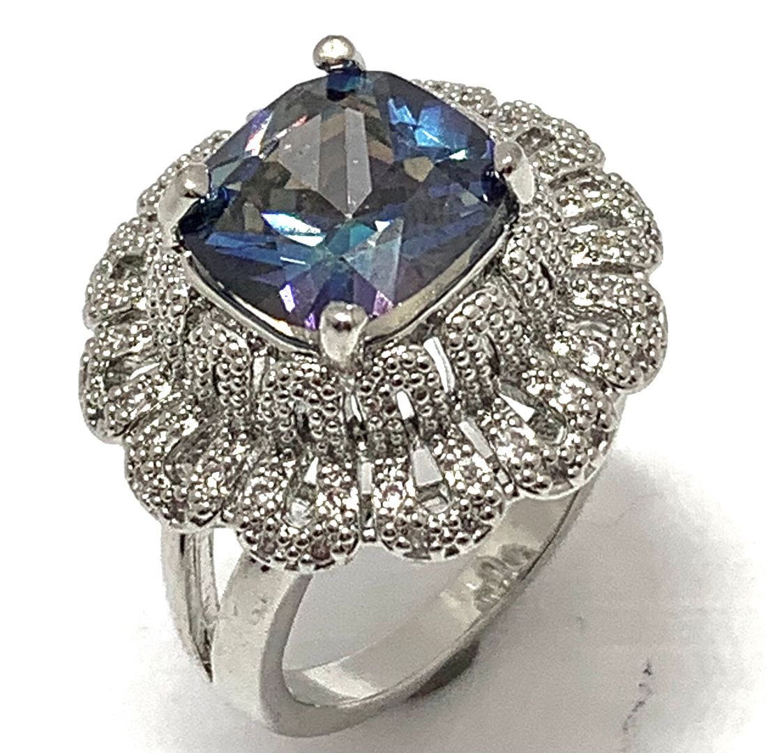 Antique Design 9.00ctw Mistique Topaz & Diamonique Diamond Ring ...